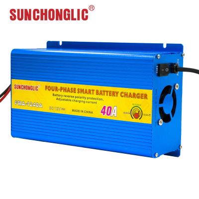 China 40A 12 Volt Gel Batterij Charger Input AC 220V 50Hz Lichtgewicht En Compact Te koop
