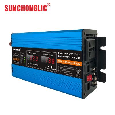 China Inversor de carga solar de 12v a 220v 1000va 1000w Inversor de potência de onda sinusal modificado à venda