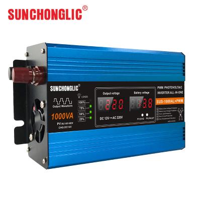 China Inversor de carga solar de 12v a 220v 1000va 1000w Inversor de potência de onda sinusal modificado à venda