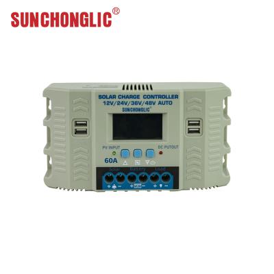 China 12v / 24v /36v / 48v 60a Mppt Solar Charger Controllers High Efficiency With Timer Switch for sale