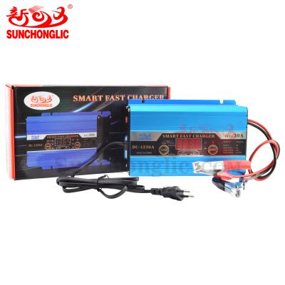 China 12V 30A Four-Phase Battery Charger with LED Display and Engine Start Function for AGM/GEL Batteries for sale