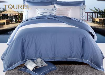 Cina La lettiera comoda dell'hotel del jacquard della biancheria da letto di qualità dell'hotel del cotone egiziano mette la macchia blu in vendita