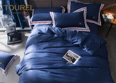 Cina Blu scuro stabilito della lettiera tinto tela molle della biancheria da letto di qualità dell'hotel lavato pietra di 100% in vendita