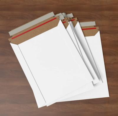 China Custom Print Sturdy Cardboard 6x8 7x9 inch White Shipping Paper Envelopes Rigid Flat Mailers for Photos Documents for sale