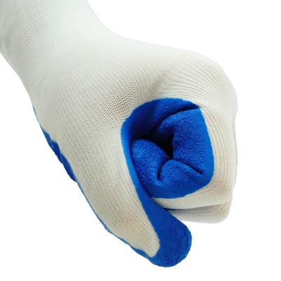 Cina Guanti da lavoro in nylon e lattice a rughe blu Resistenti all' abrasione in vendita