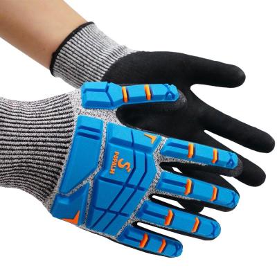 Cina Guanti di sicurezza blu TPR anti-collizione resistenti all'abrasione Guanti di lavoro antincollatura touch-screen in vendita