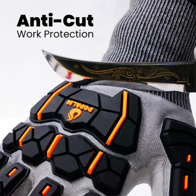 China Anti-Snip Anti-Slip Knuckle Bescherming Handschoenen 18 Gauge PU bedekte werkhandschoenen Te koop