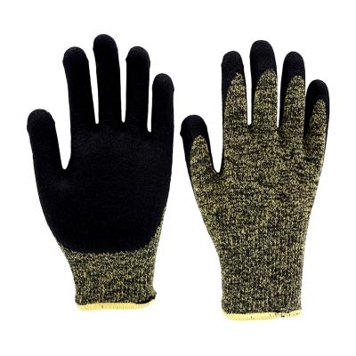 China 13 Gauge A4 Black Chloroprene Gloves Cut Resistant Neoprene Coated Gloves for sale