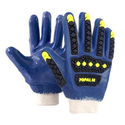 중국 블루 니트릴 완전히 코팅 반 충격 화학 저항 TPR 장갑 프리미엄 손 안전 판매용