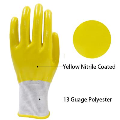 Cina 15 Gauge 70g Guanti da lavoro nitrile resistenti all'olio Guanti protettivi in poliestere impermeabili in vendita