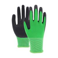 Quality 13 Gauge Polyester Work Gloves Black Cut Resistant Latex Gloves With Grip for sale