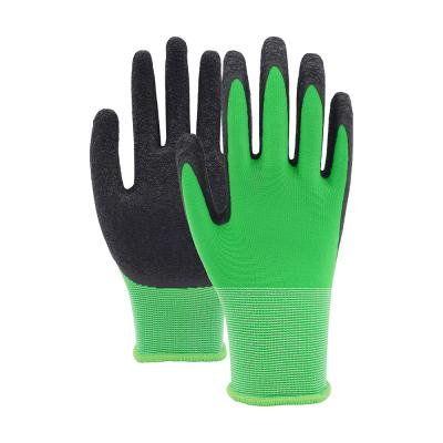 China 13 Gauge Polyester Werkhandschoenen Zwarte snijbestendige latexhandschoenen met greep for sale