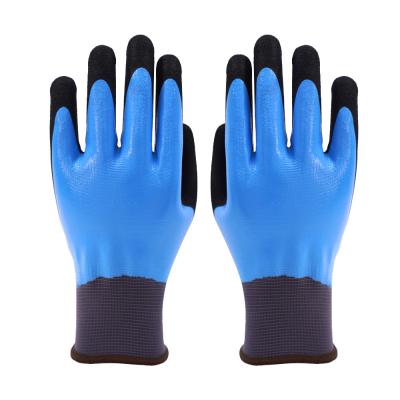 China Oil Resistant Nitrile Safety Gloves 13 Gauge Polyester Double Dipped Nitrile Gloves for sale