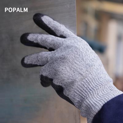 Cina Guantoni a prova di taglio Guantoni di sicurezza per lavori di costruzione Guantoni neri rivestiti in PU Guantoni antiscivolo in vendita