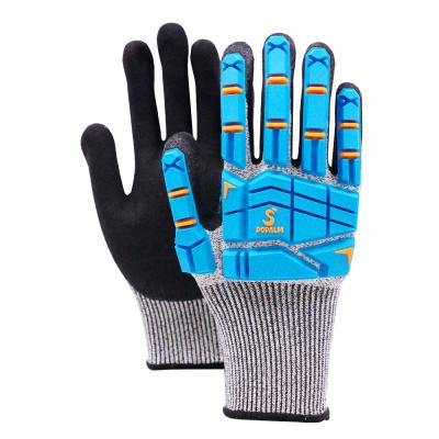 China Reinforced Work TPR Gloves Impact Protection Cut Resistant Construction Gloves for sale