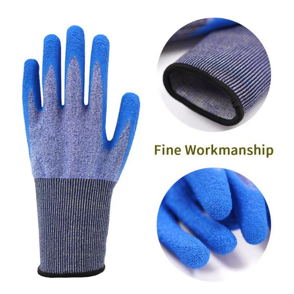 Quality Washable Blue Latex Safety Gloves Heavy Duty Grip Latex Gloves for sale