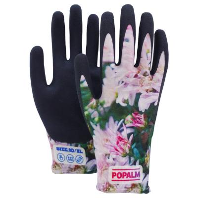 China POPALM GripGuard Tuinhandschoenen Digitaal drukwerk op maat Latex beklede handschoenen Alle terreinwerk for sale