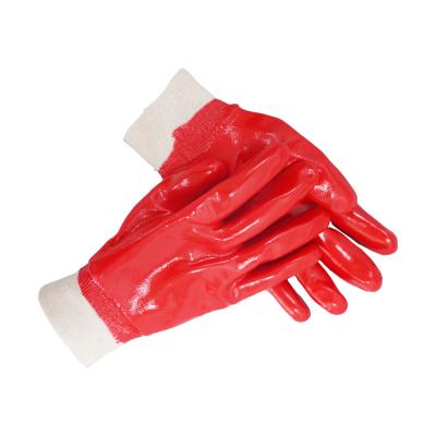 China Rood PVC-werkhandschoenen waterdicht veiligheidshandschoenen liner PVC-gecoat chemisch bestand werkhandschoenen Te koop