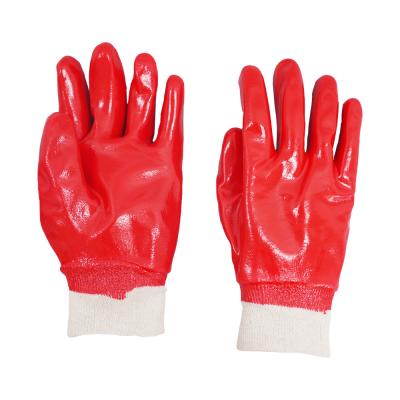 China Rood PVC-werkhandschoenen waterdicht veiligheidshandschoenen liner PVC-gecoat chemisch bestand werkhandschoenen Te koop