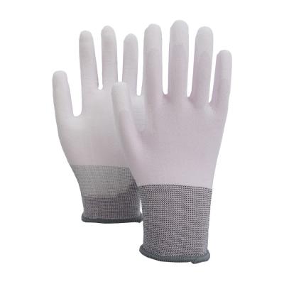 China Verkoeling Werkhandschoenen PU gelaagd ijs zijde Nylon Spandex 15 Gauge zomer grip handschoenen Te koop
