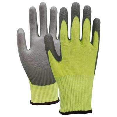 Guanti industriali con rinforzo a doppio filo d'acciaio, protezione al taglio A6, rivestimento in PU grigio calibro 13