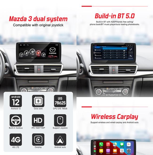 Joystick Android Car Radio Stereo , Octa Core Android Head Unit Fit MAZDA 3