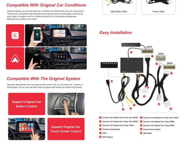 Linux System Car Video Interface , Carplay AI Box Fit Toyota Series