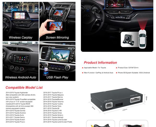 Linux System Car Video Interface , Carplay AI Box Fit Toyota Series
