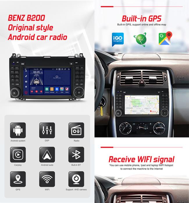 Physical Buttons Double Din Car Stereo , Android 12 Car Radio For Benz B200