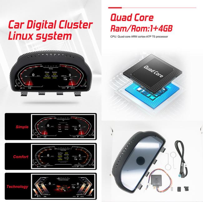 Digital Dash Cluster For BMW 5/6/7 Series Car Speedometer 12.3inch IPS Screen