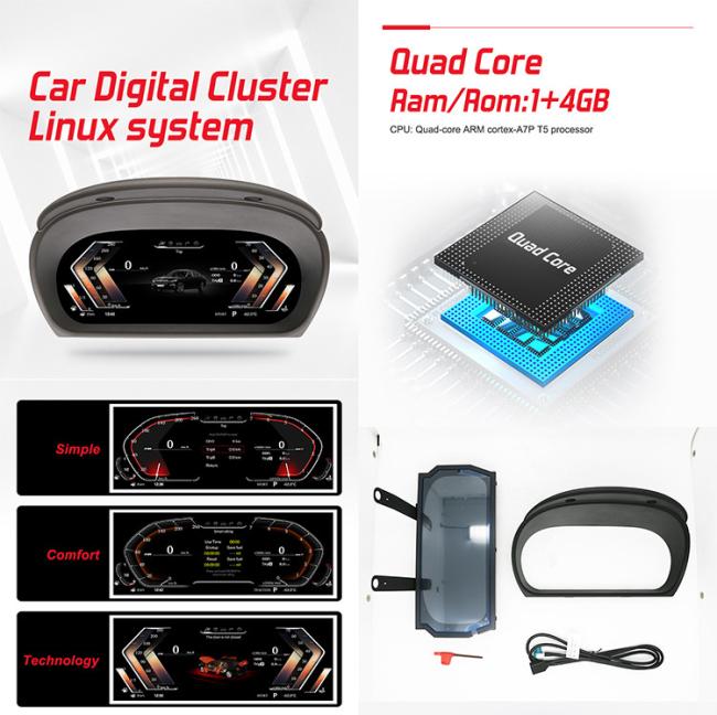 Digital Dash Cluster For BMW E90 Car LCD Instrument Easy Installation With 12.3inch IPS Screen Display