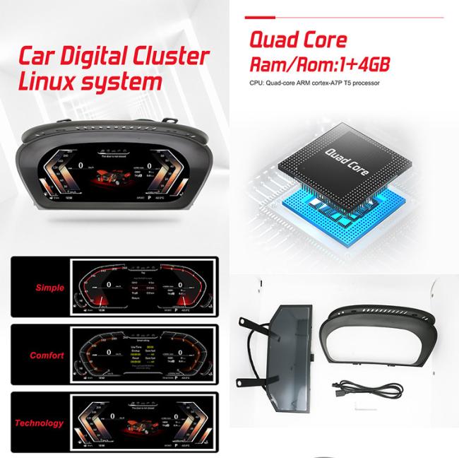 Digital Dash Cluster For BMW X5 Digital Instrument Cluster 12.3'' IPS Screen Easy Installation With 4 Theme Choices