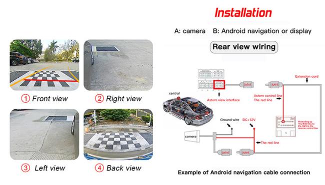 170 Degrees 3D Reverse Camera , Panoramic 360 Bird View Camera For Car