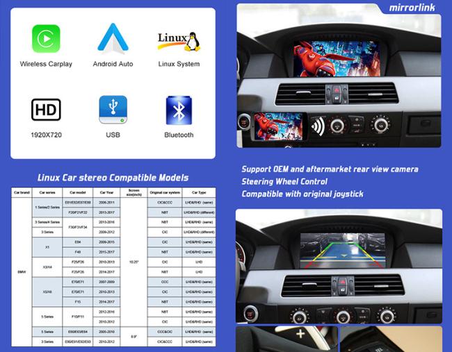Linux Car radio For BMW E60  E90 support dual system and original joystick