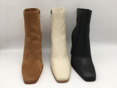 Cina Stivali alla moda della caviglia della pelle scamosciata delle signore dell'OEM del ODM di Toe Leather Ankle Boots del quadrato in vendita
