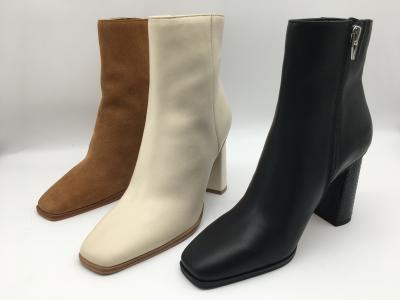 Cina Stivali alla moda della caviglia della pelle scamosciata delle signore dell'OEM del ODM di Toe Leather Ankle Boots del quadrato in vendita