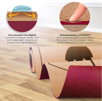 Chine Matte Cork Rubber Nonslip Fitness Yoga Mats With Custom Logo Cork à vendre
