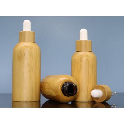 China ISO9001 Bamboo Wooden Essential Oil Dropper Bottle Amber Round for sale
