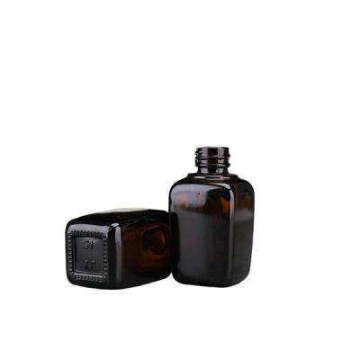 China Euro Square Separate 35ML Amber Glass Bottle for sale