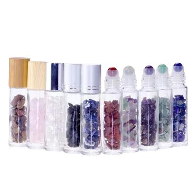 China Bottle With Wooden Cap Crystal Roller Ball Empty Glass 10ml Roll On Perfume Bottles for sale