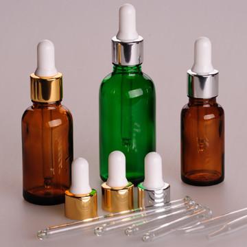 China tapa de cristal ambarina del tornillo de botellas del dropper 50ml para la sustancia química/el empaquetado cosmético en venta