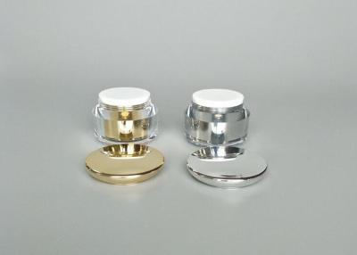 China Silver / Golden Cosmetic Cream Jar , Empty Acrylic Round Cream Jar for sale