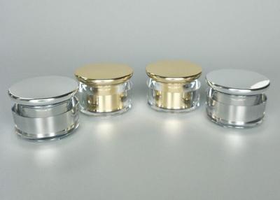China Silver / Golden Cosmetic Cream Jar , Empty Acrylic Round Cream Jar for sale