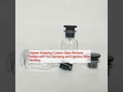 Express verzending op maat leeg glas parfum flessen warm stempelen injectie blaasvorming