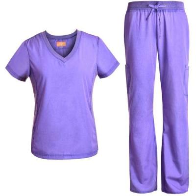 China O algodão do costume da fábrica de China e o hospital do workwear do polycotton médico esfregam a borboleta dos uniformes para esfregar o roxo superior à venda