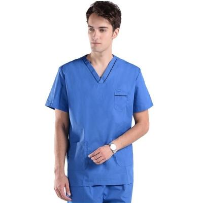 China o revestimento feito sob encomenda do laboratório do hospital da fábrica médico esfrega homens que da tela da mistura de rayon do pescoço dos uniformes v o uniforme esfrega à venda