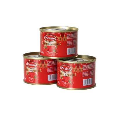 China Custom Tomato Paste From China with 12 Months Shelf Life Pure Natural Flavor 70g Canned Tins Sour and Sweet Taste for sale