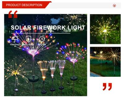 China Luz solar exterior DIY do fogo de artifício do diodo emissor de luz da paisagem impermeável para o gramado da jarda à venda