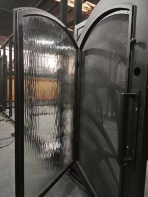 China Baked Coating Iron Door Black Faux Tree Shadow Wrought Iron Single Entry Doors for sale