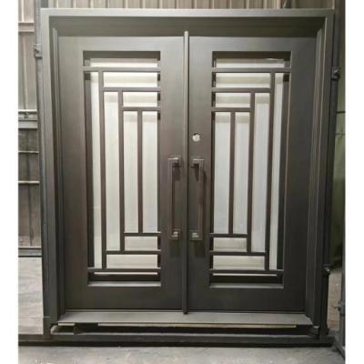 China Beautiful Unique  Contemporary Iron Front Doors Exterior Glass Iron Front Door for sale